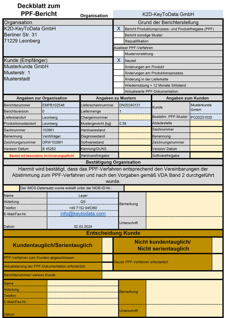 First Article Inspection Report (FAIR)